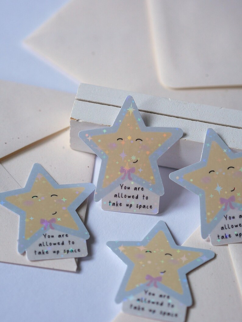 "take up Space" Sticker, Cute Star on a Sky-blue Background, Positive ...