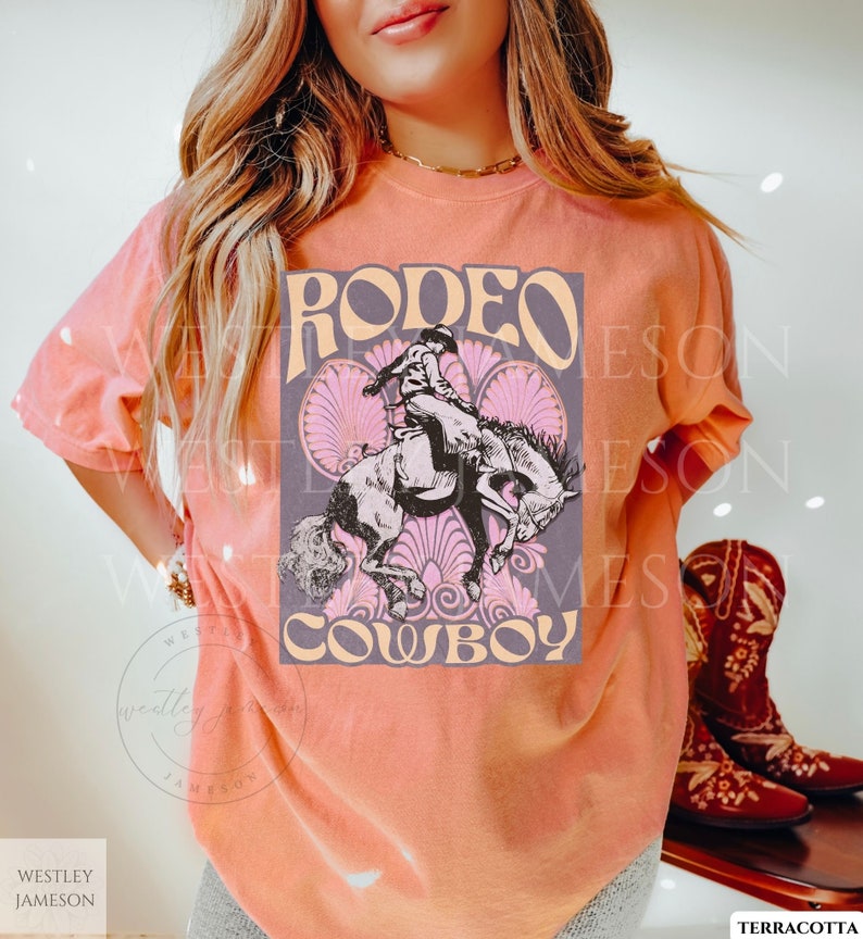 Rodeo Cowboy, Vintage Inspired Shirt, Western Tee, Rodeo Shirt, Western Graphic Tee, Comfort ...