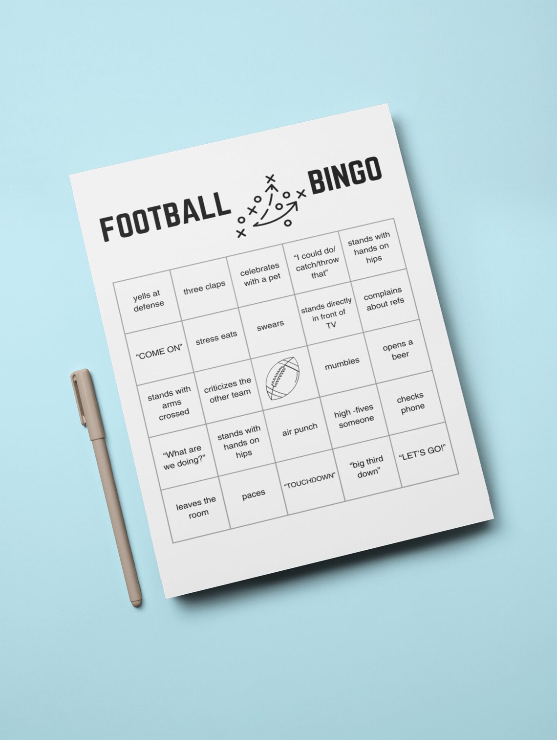 Football Bingo | Printable Sports Bingo Cards | Football Party Game ...