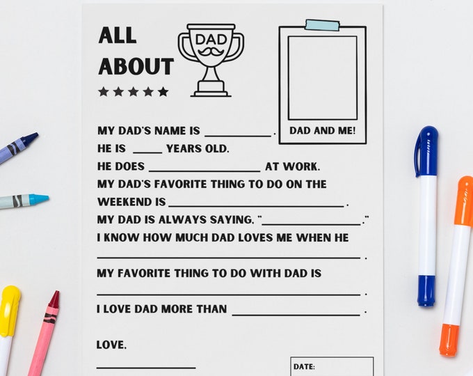 Fill in the Blank Father's Day Card, Father Day, Fill in the Gaps ...