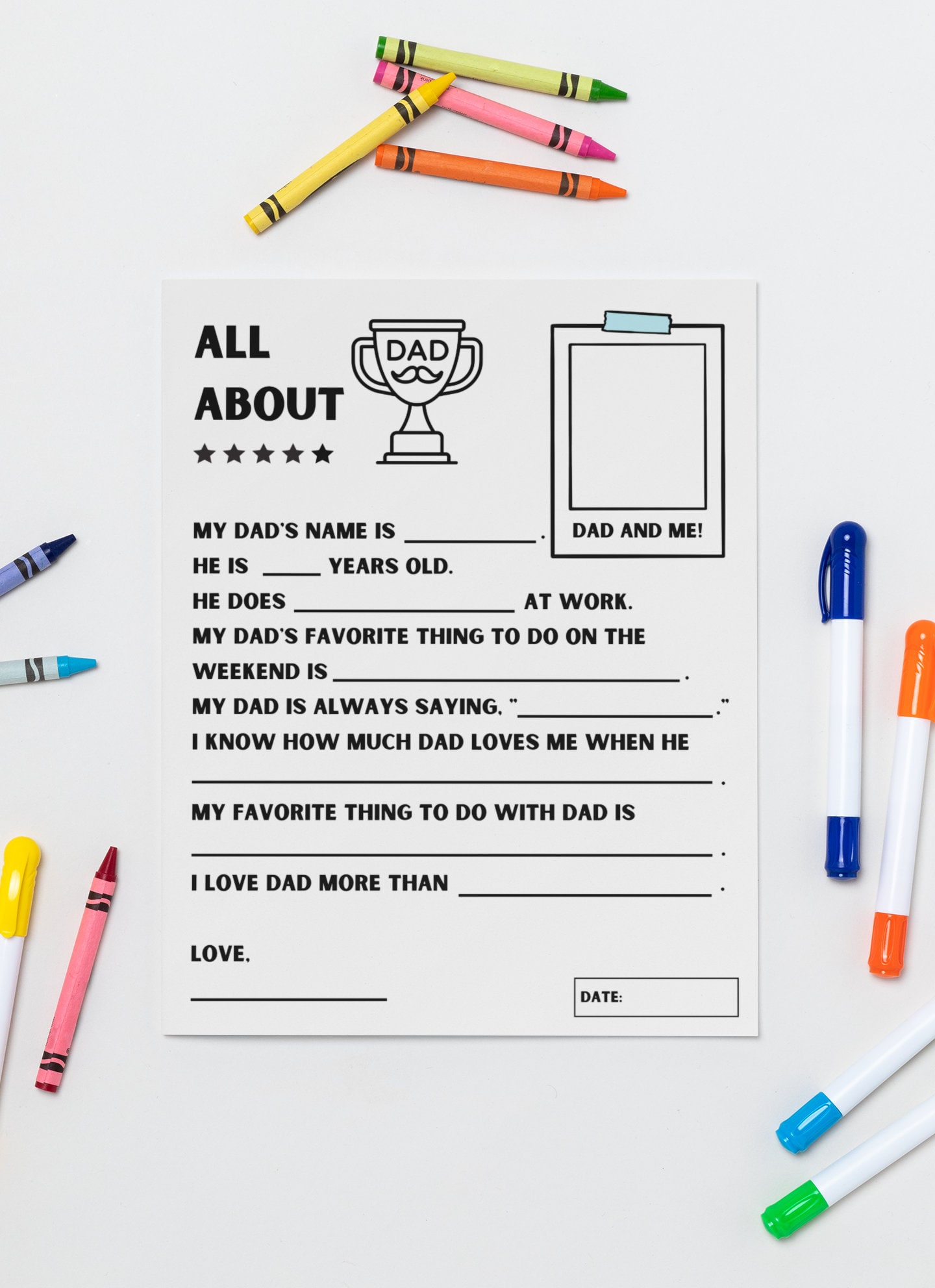 Father's Day Fill in | Printable Fill in the Blank | Fathers Day Gift ...