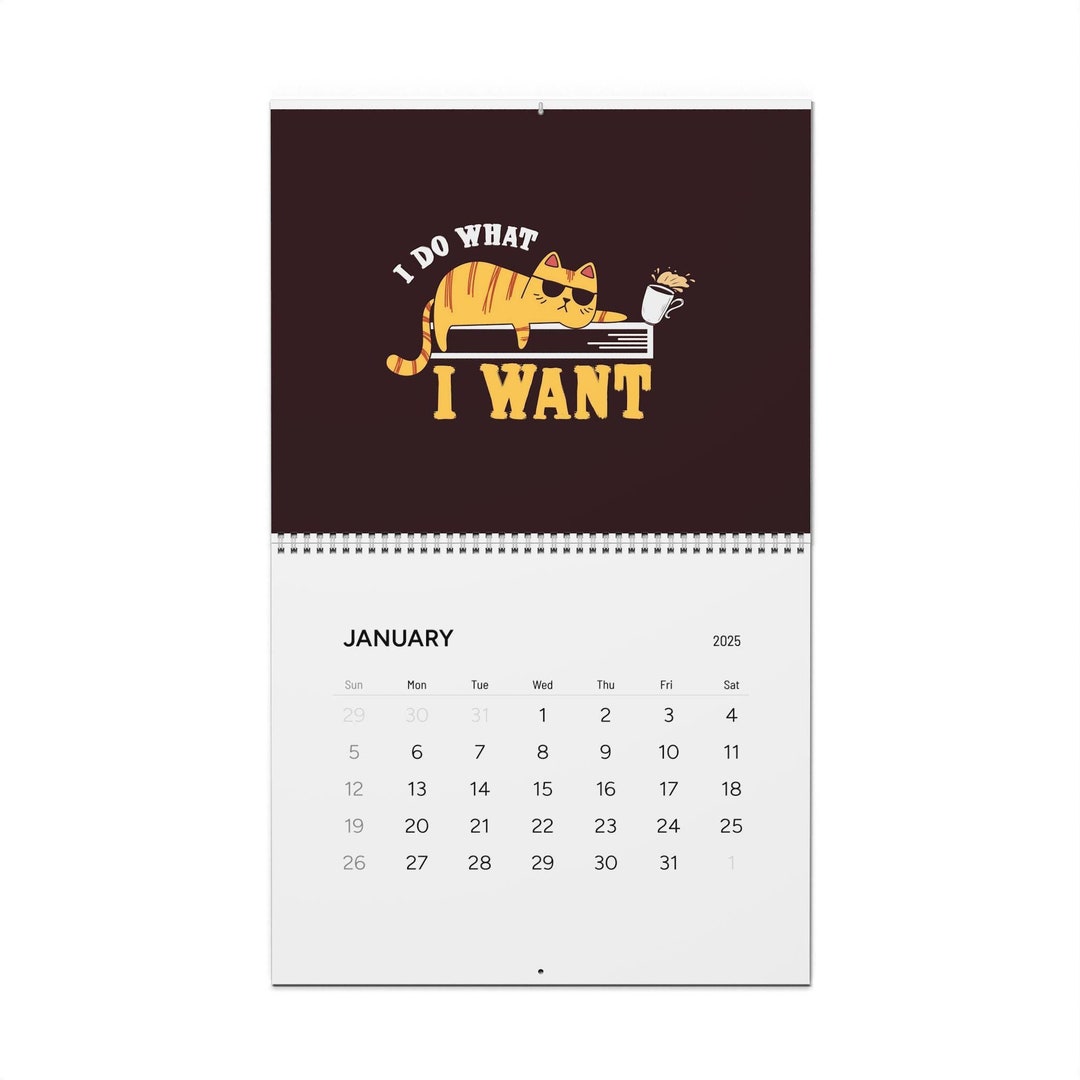 Funny Cat 2025 Wall Calendar - Cute Kitten Monthly Planner, Cat Lover ...