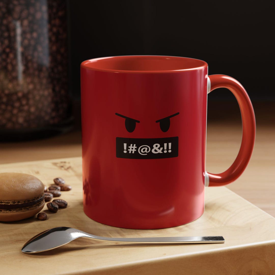 Red Angry Emoji Mug, Funny Coffee Cup for Not Morning Person, Grumpy ...