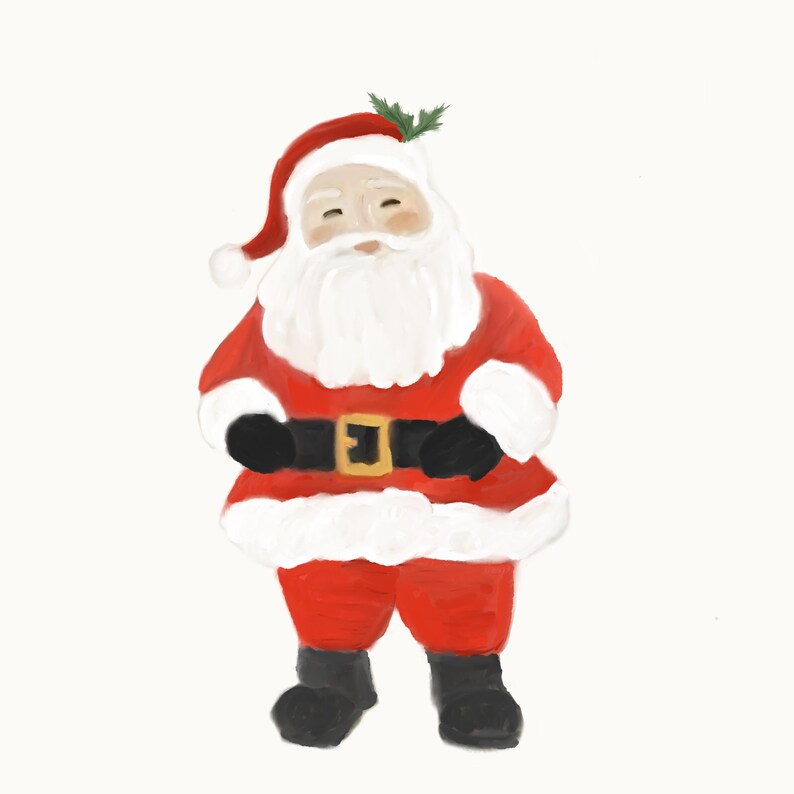 Printable Vintage Santa Digital Art, Minimalist Christmas Art, Instant ...