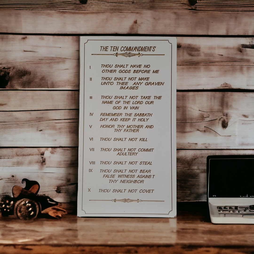 10 Commandments Art: Engraved Wood Religious Decor, Christian Decor ...