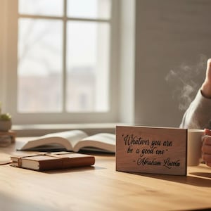 Custom Engraved Quote Sign, Personalized Hardwood Desk Plaque ...