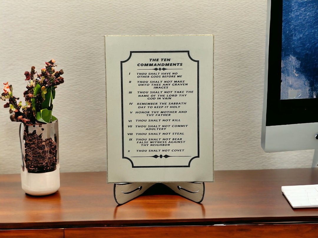 10 Commandments Desk: Engraved Wood Religious Decor, Christian Decor ...