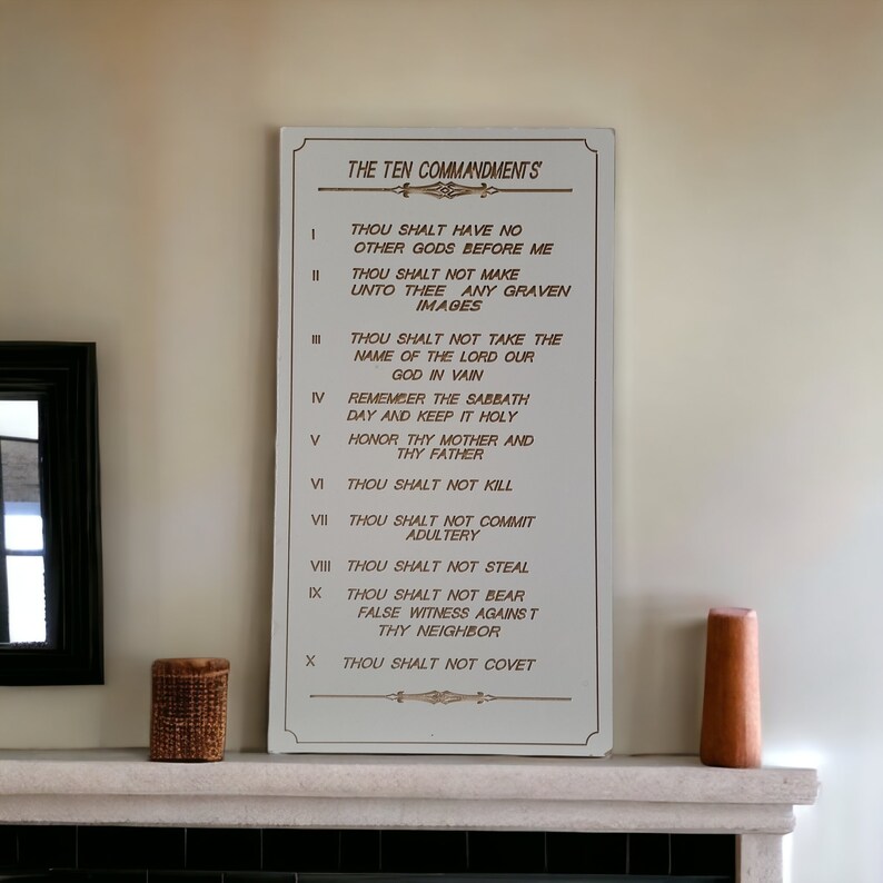 10 Commandments Art: Engraved Wood Religious Decor, Christian Decor ...