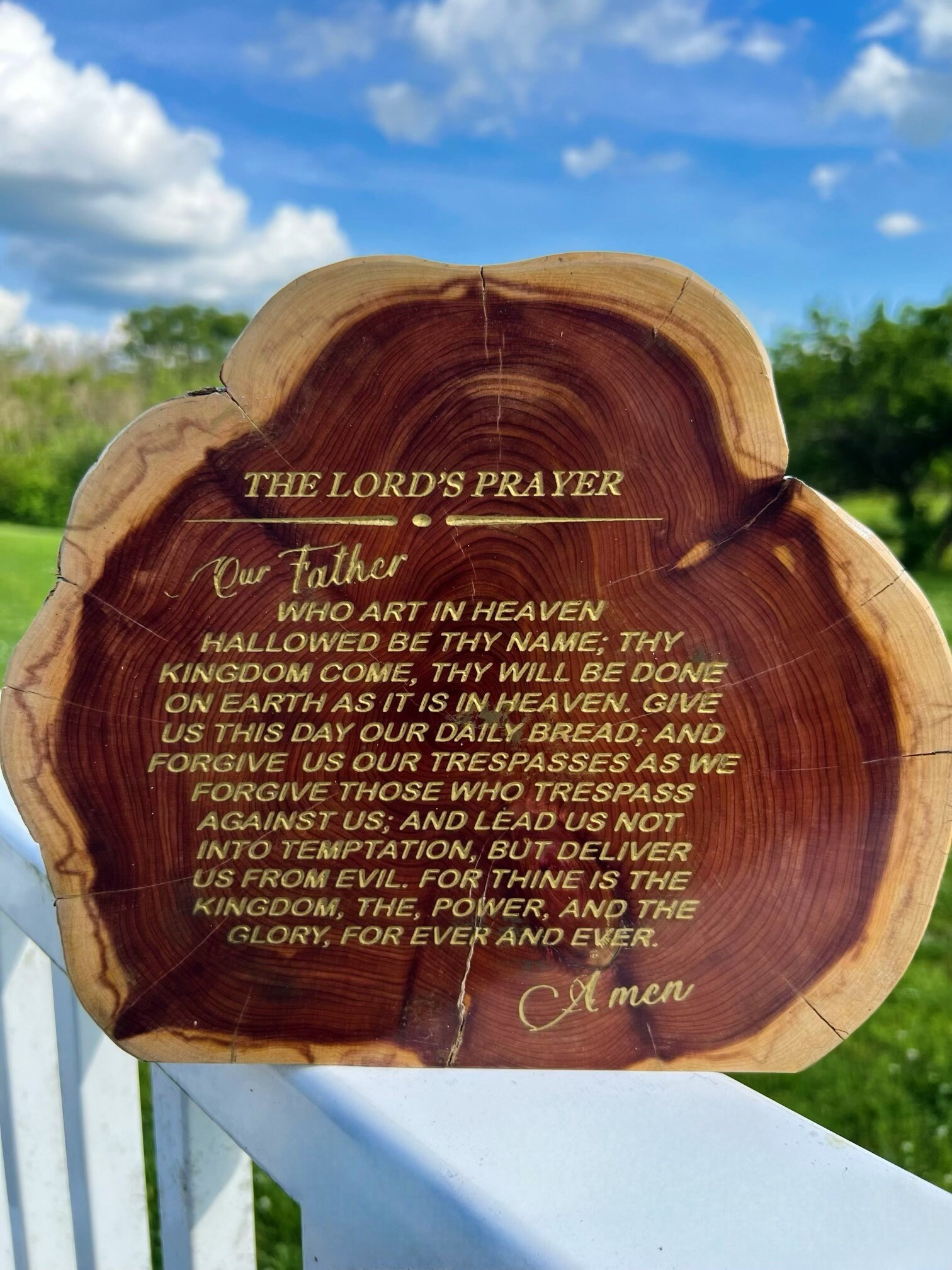 The Lord’s Prayer Cedar Wood Slice, Rustic Christian Wall Art, Engraved ...