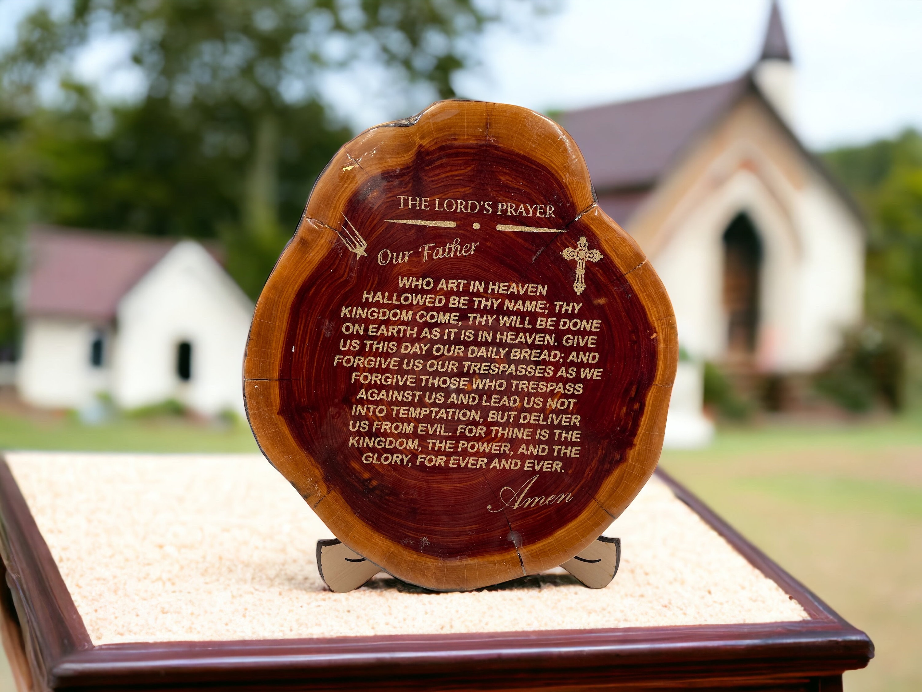 The Lord’s Prayer Cedar Wood Slice, Rustic Christian Wall Art, Engraved ...