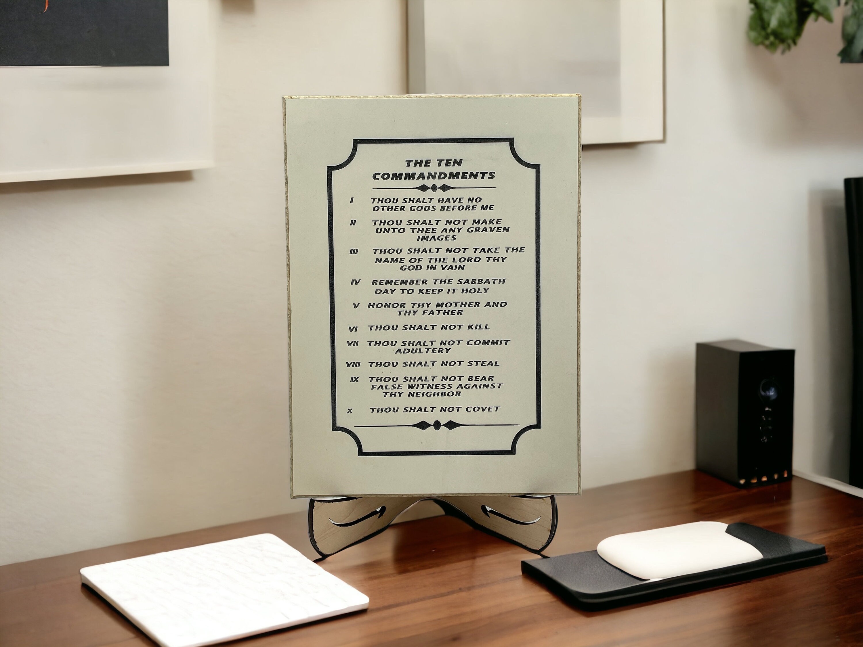 10 Commandments Desk: Engraved Wood Religious Decor, Christian Decor ...