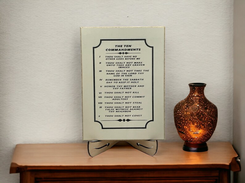 10 Commandments Desk: Engraved Wood Religious Decor, Christian Decor ...