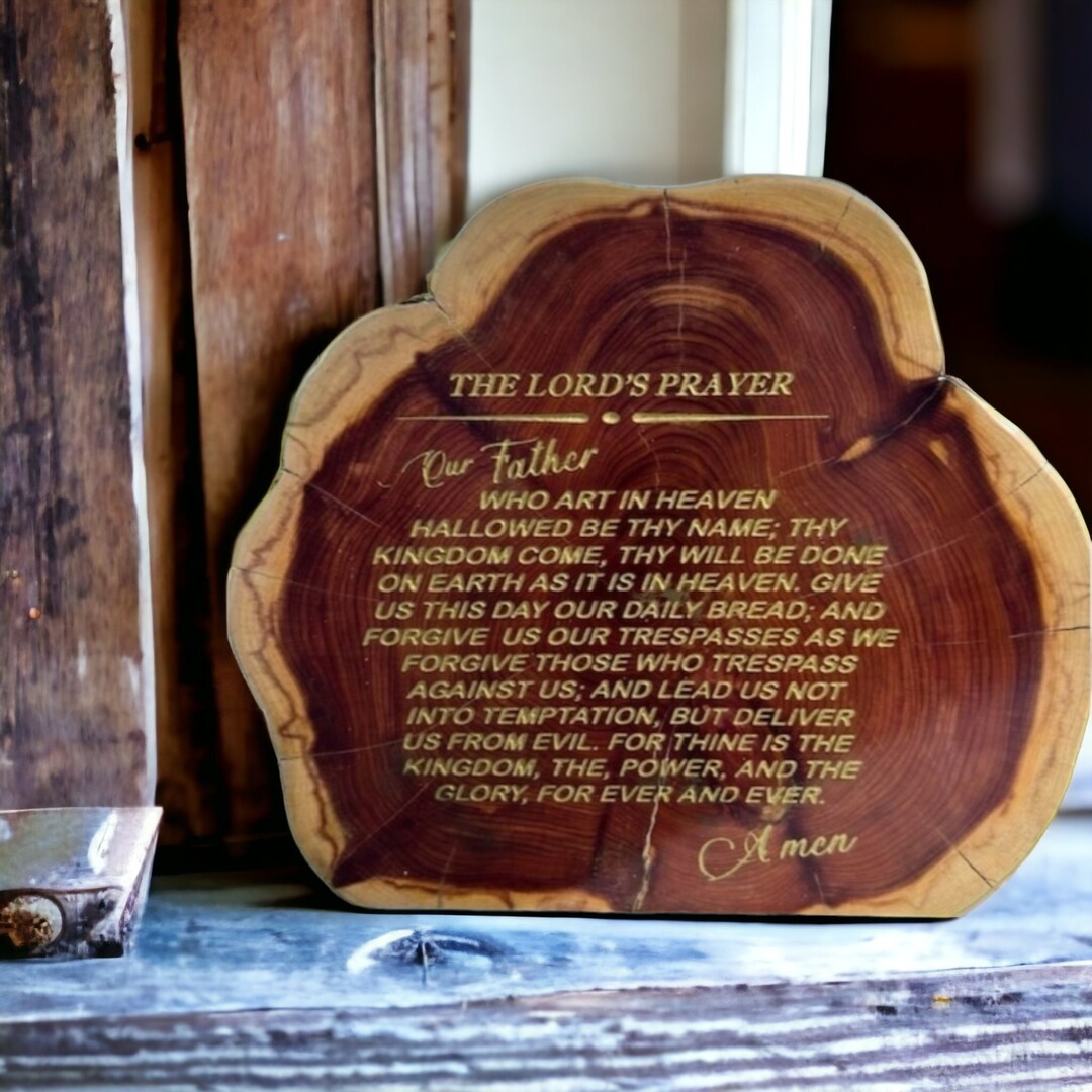 The Lord’s Prayer Cedar Wood Slice, Rustic Christian Wall Art, Engraved ...