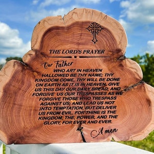 The Lord’s Prayer Cedar Wood Slice, Rustic Christian Wall Art, Engraved ...