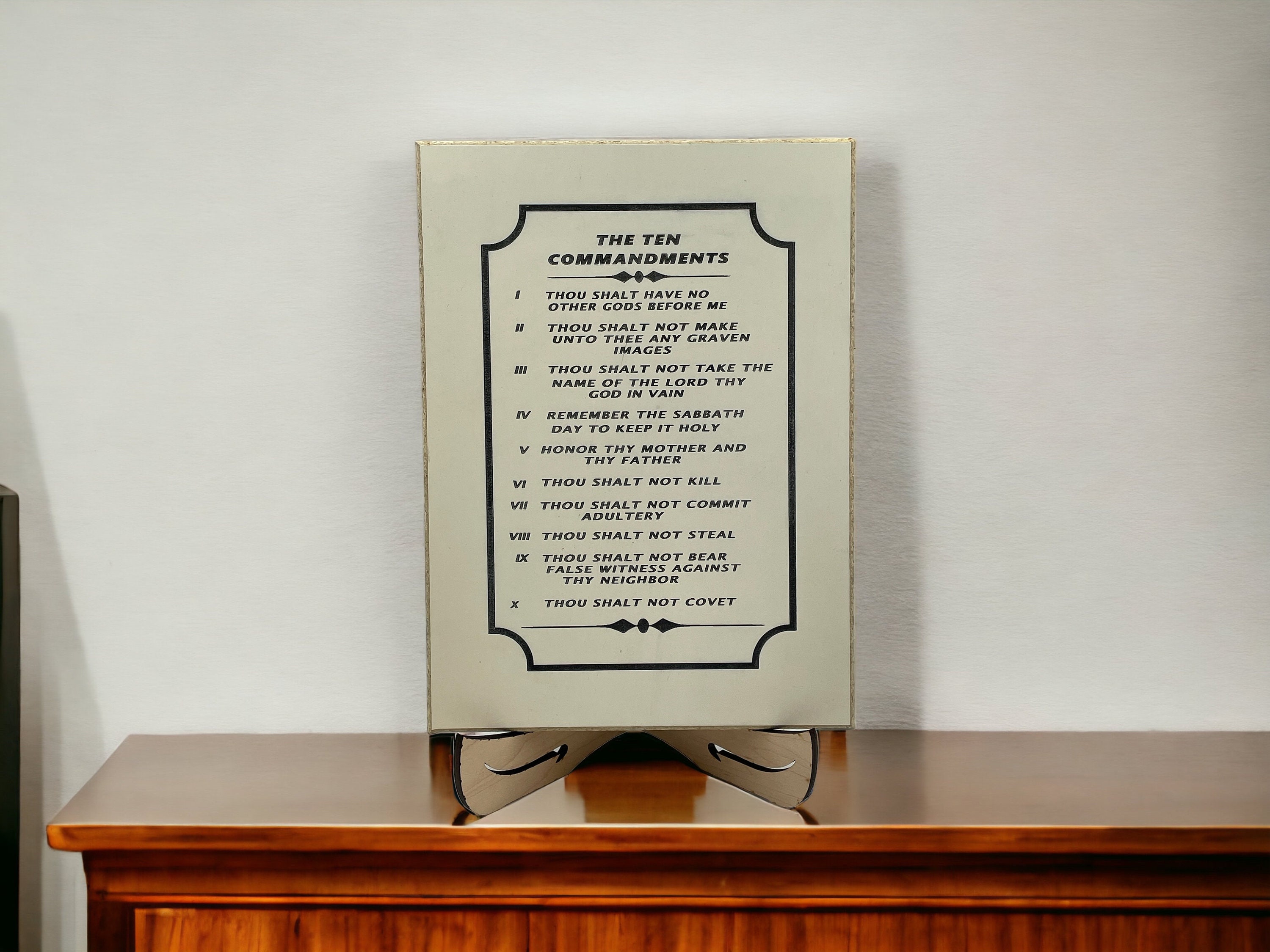 10 Commandments Desk: Engraved Wood Religious Decor, Christian Decor ...