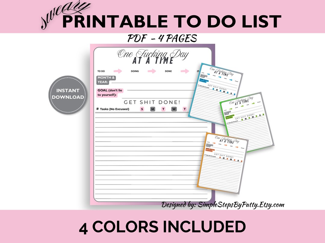 Printable Funny to Do List, Daily Checklist for Productivity, Daily ...