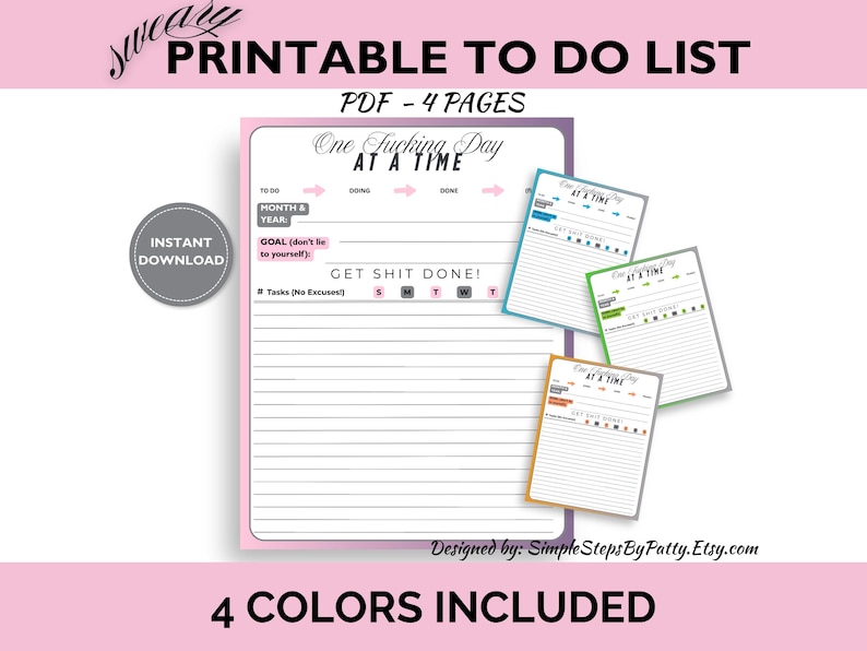 Funny Printable to Do List: Dark Humor Daily Checklist (PDF Printable ...