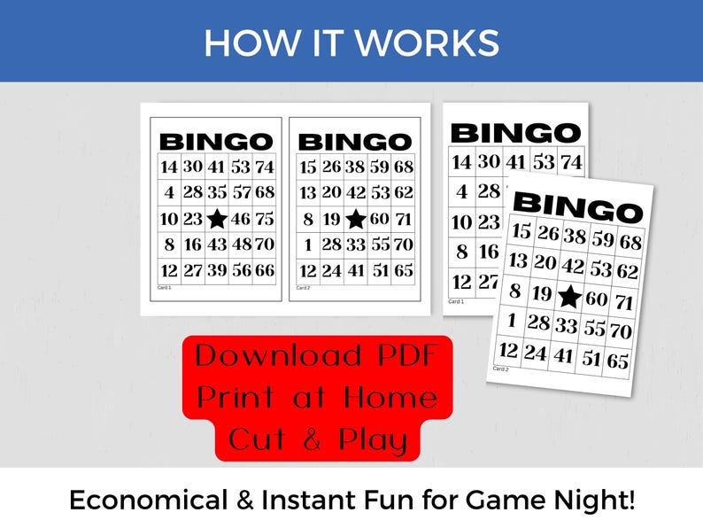 Printable Large Print Bingo Cards Set for Seniors, Bingo Night Family ...