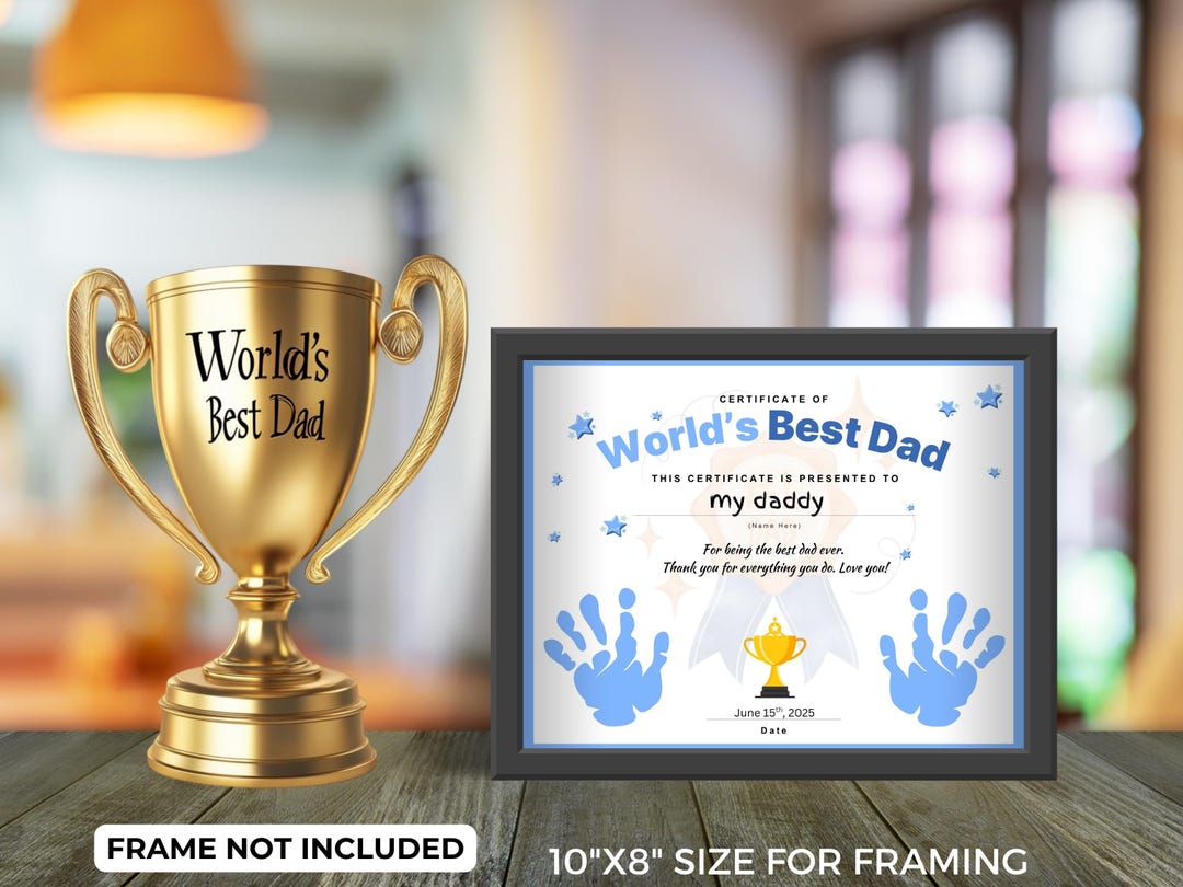 World's Best Dad Certificate Editable, Father's Day Gift Handprint ...