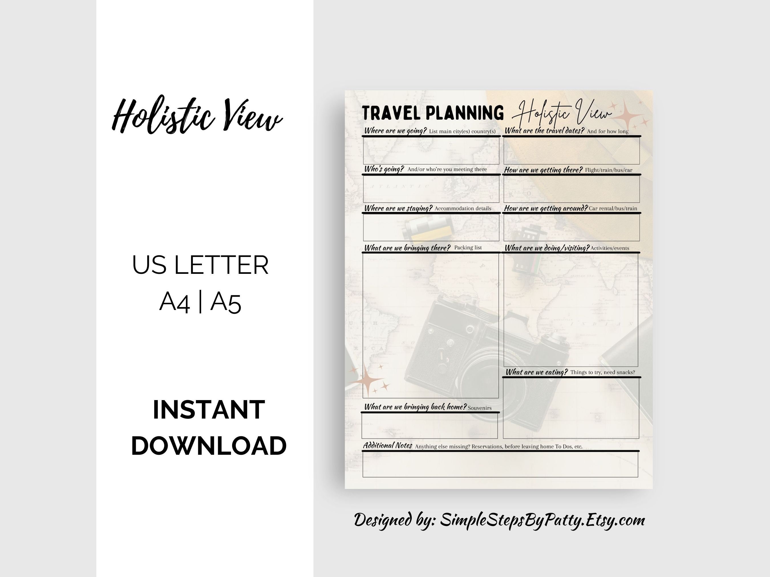 Travel Planner in One Page | Travel Planner Template | Digital Travel ...