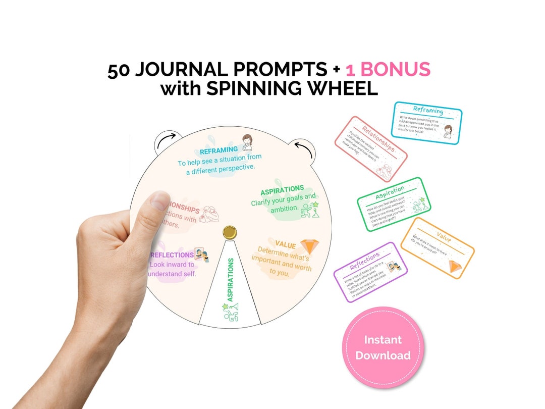 Journal Prompts Printable Journaling Cards Spinning Wheel Journaling ...