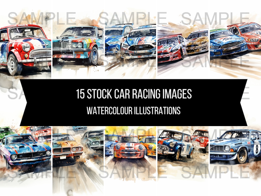15 Stock Car Racing Action Pictures Illustrations Art Instant Digital ...