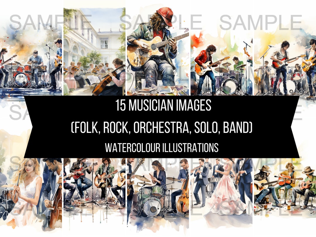 15 Pictures of Musicians Rock Folk Orchestra Solo Band Drawing ...