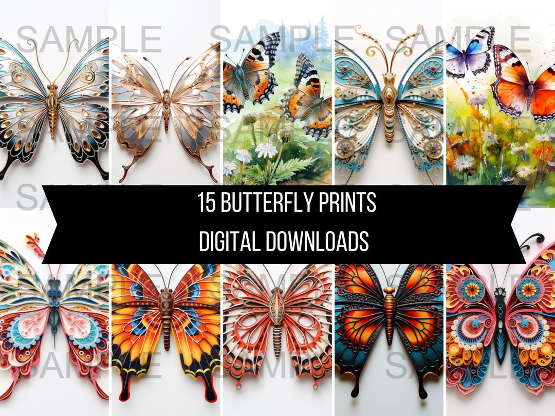 15 Beautiful Butterfly Art: Instant Digital Download Prints for Home ...