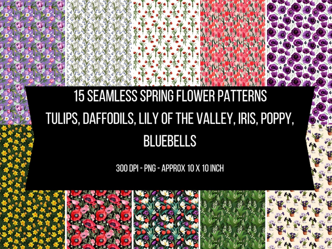 Seamless Spring Flowers Digital Pattern, Digital Designs, Wrapping ...