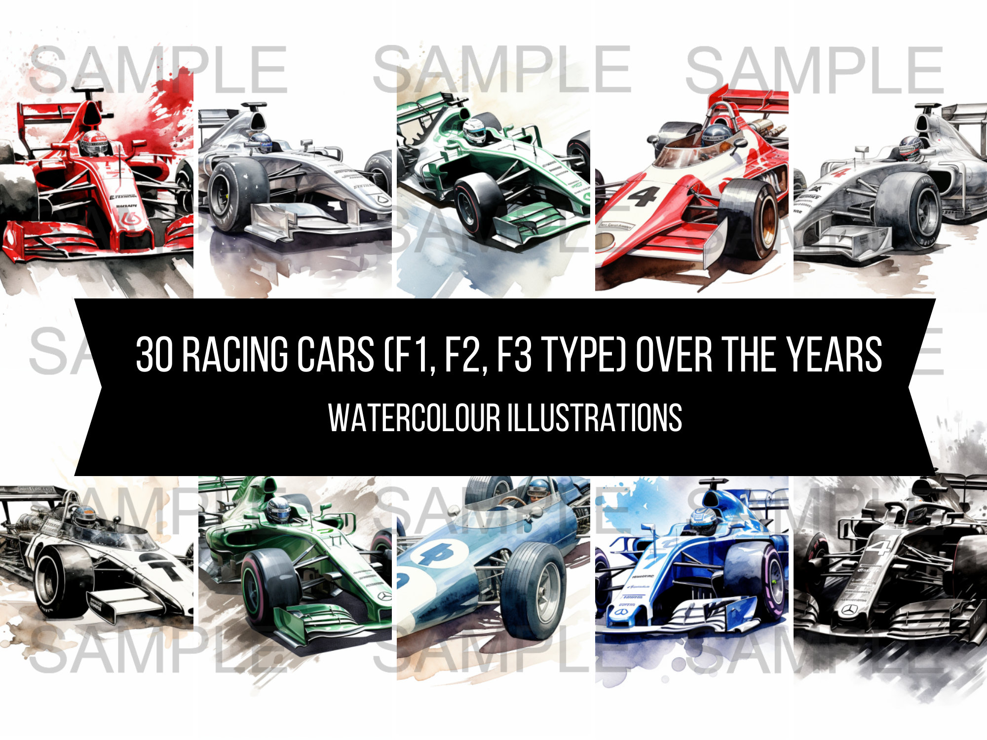 30 Racing Cars Interpretation Pictures Illustrations Art Instant ...