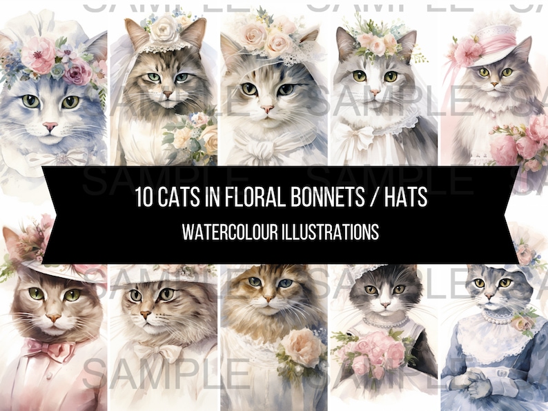 10 Cute Cats Wearing Hats Images, Clipart, Bonnets and Fascinators ...