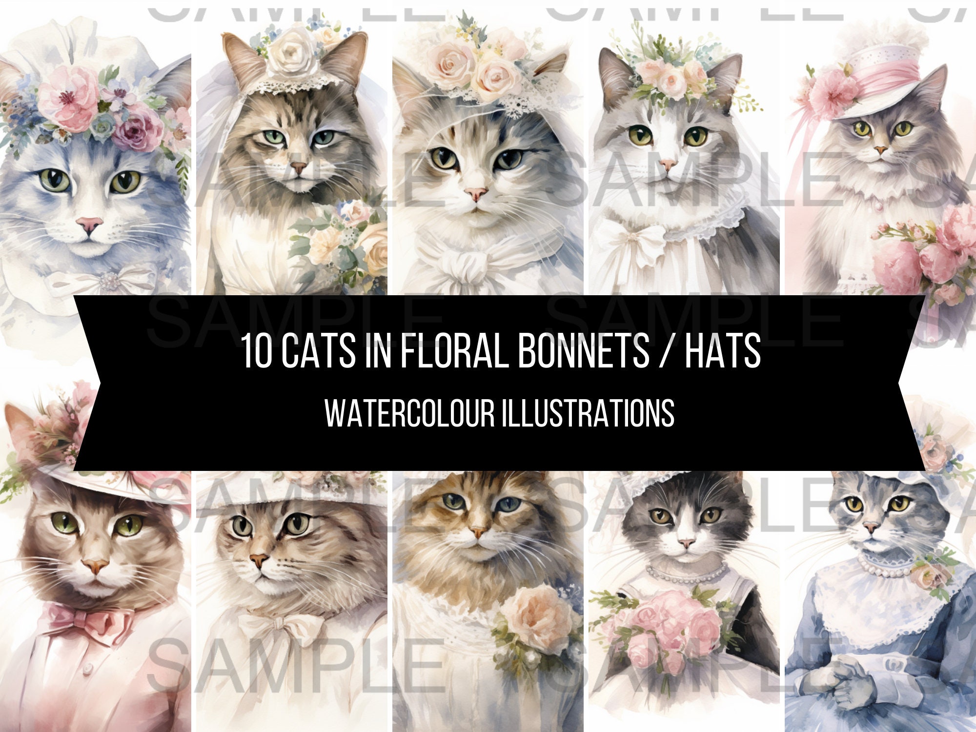 10 Cute Cats Wearing Hats Images, Clipart, Bonnets and Fascinators ...