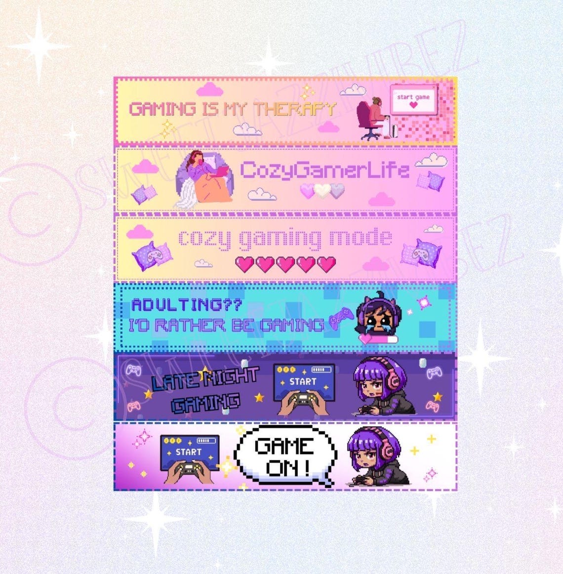 Gamer Girl Blinkies Animated Gifs | Cozy Y2k Gaming Graphics Pack UI ...