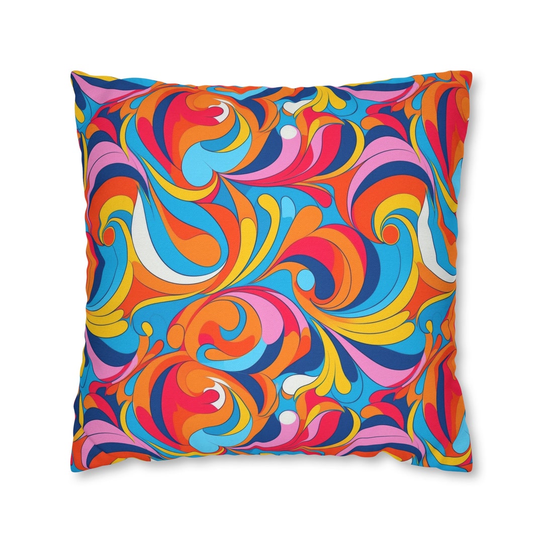 Emilio Pucci Inspired Pillow Cover, 1970s Pop Art Vintage Hippy Groovy ...