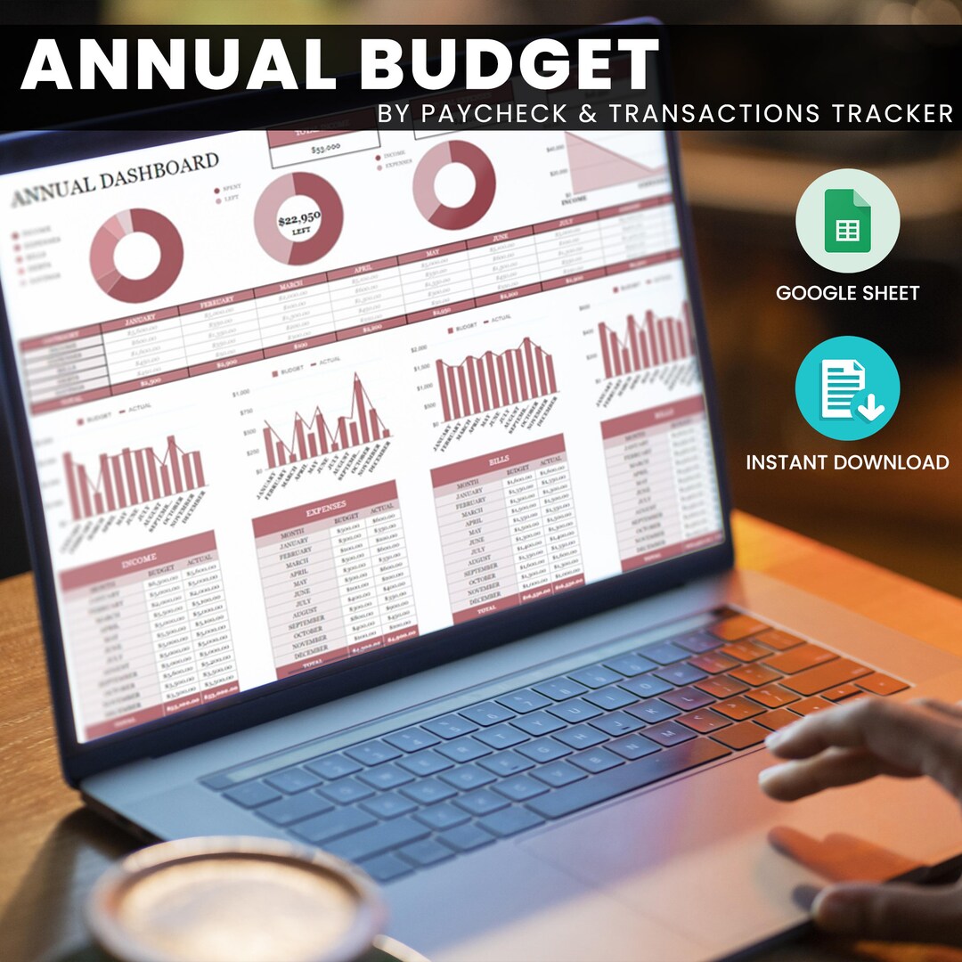 Annual Budget Spreadsheet Template for Google Sheets, Annual Planner ...