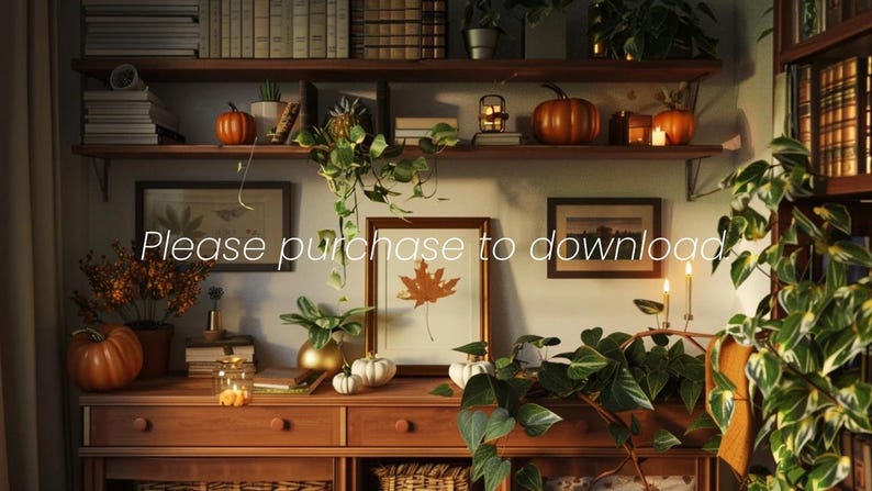 Halloween Zoom Background | Autumn Virtual Backdrop | Cozy Fall Digital ...