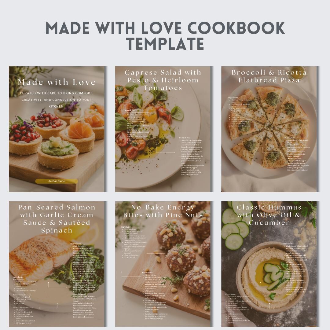 Editable Cookbook Template | Ai-generated Recipe Pages | Beautiful Food ...
