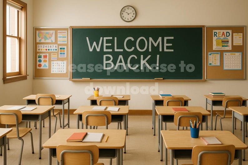 Welcome Back Classroom Chalkboard Photo – Back to School Digital Image ...