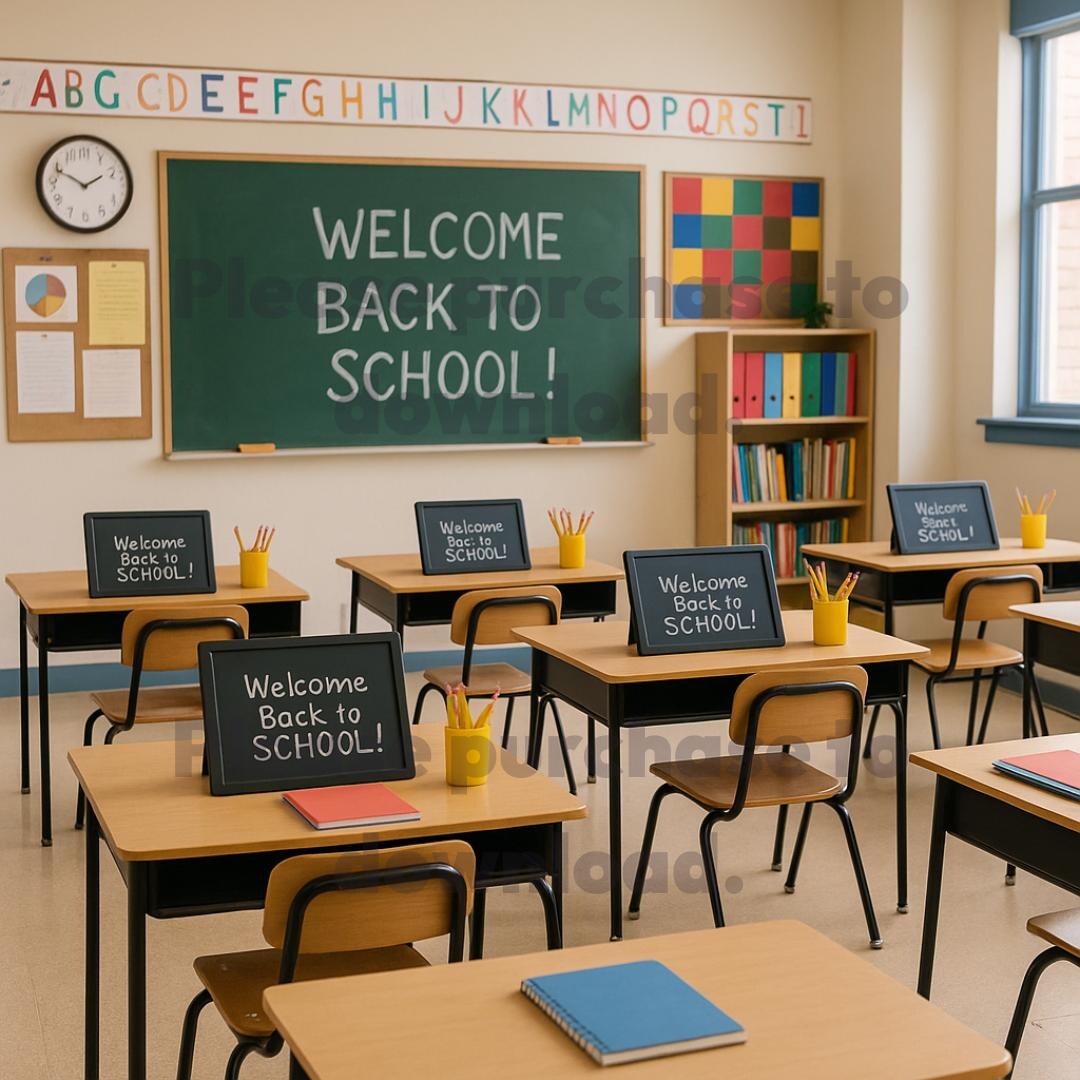 Welcome Back Classroom Chalkboard Photo – Back to School Digital Image ...