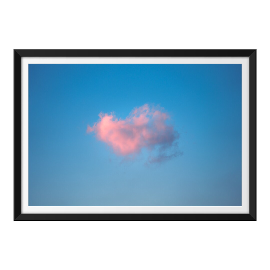 Lone Cloud Before Sunset Against Blue Sky / Abstract Photography / Wall ...