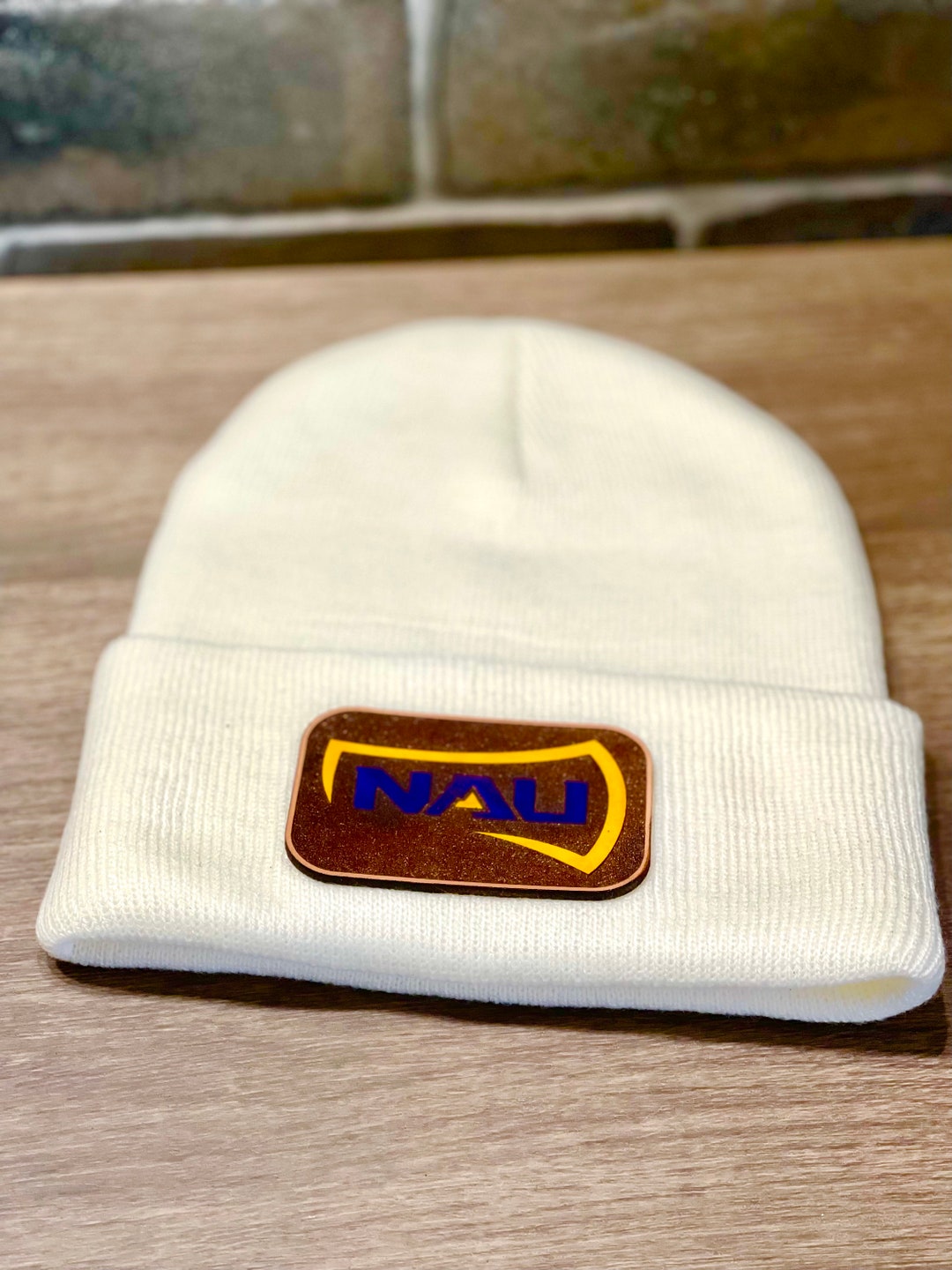 Unique Custom Leather Patch Beanie, Engraved Leather Patch Beanie, Toddler Personalized Beanies ...