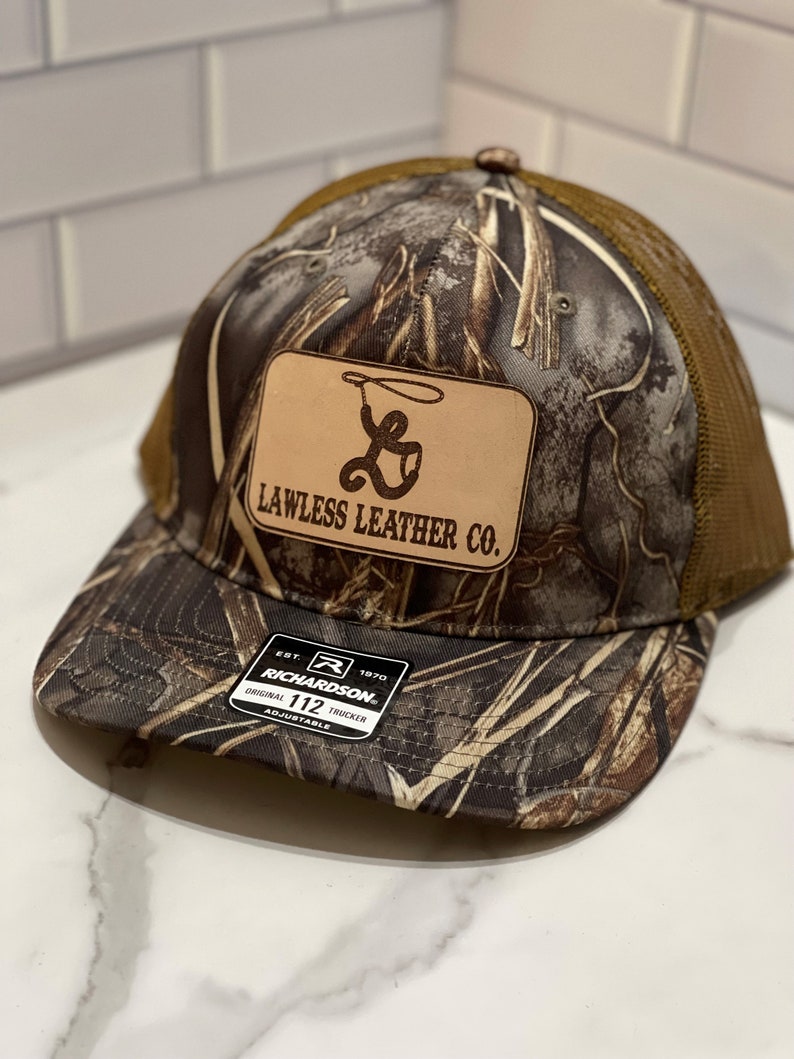 Camo Richardson 112 Hat, Leather Patch Cap, Leatherette Patch Hats ...