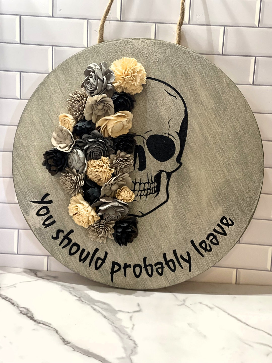 You Should Probably Leave Interior Sign, Rustic Fall Door Sign, Round ...