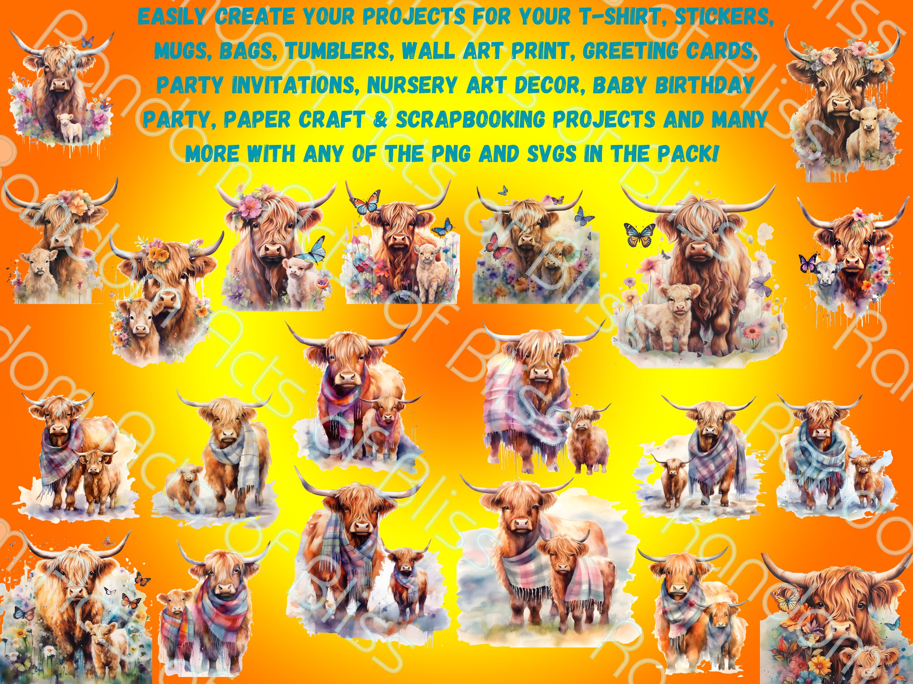 Vol.2-mum and Baby, 35 Bonnie Highland Cow Calf 3074px PNG&SVG ...