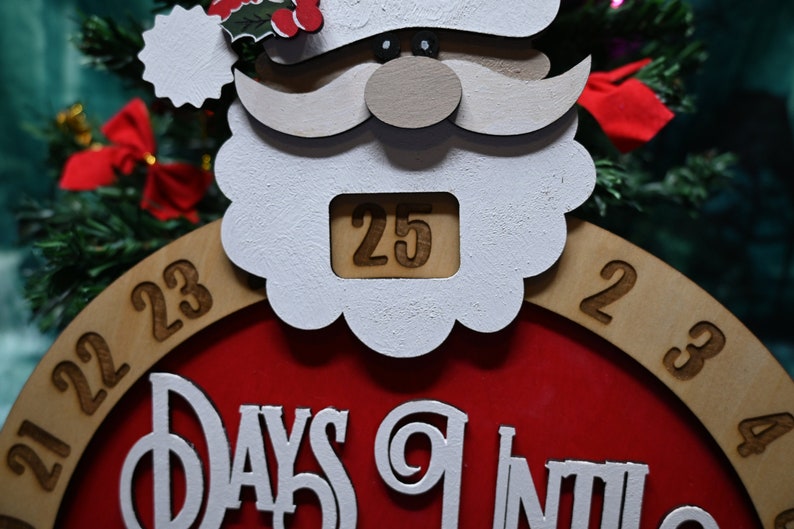 Santa Claus Christmas Advent Calendar: Countdown Wheel Door Hanger - Etsy