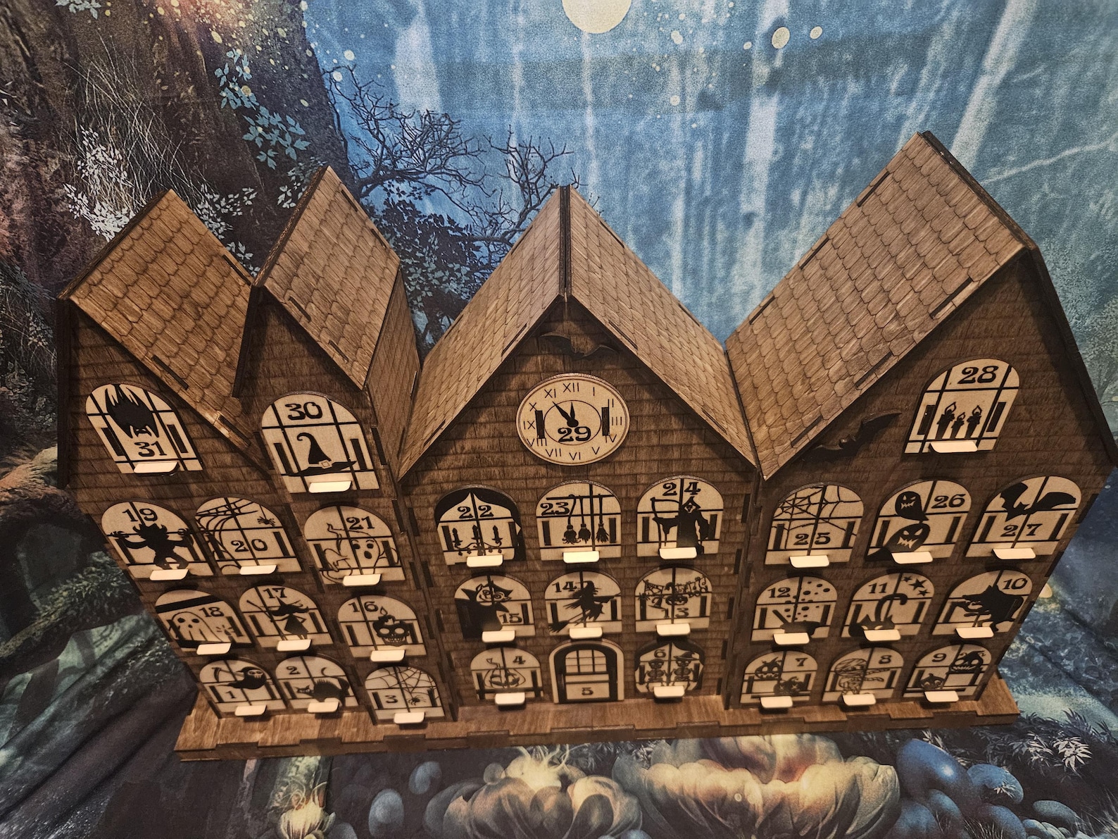 Wood Halloween Countdown Calendar: Haunted House Advent Calendar - Etsy