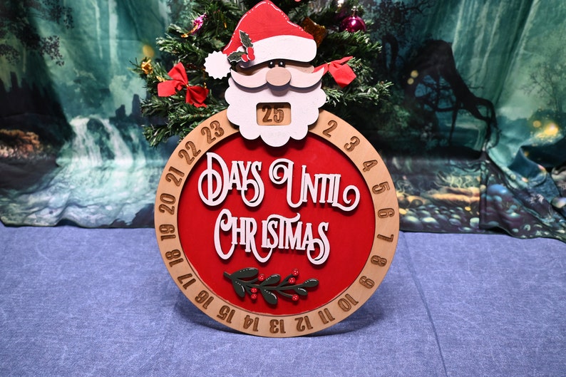 Santa Claus Christmas Advent Calendar: Countdown Wheel Door Hanger - Etsy