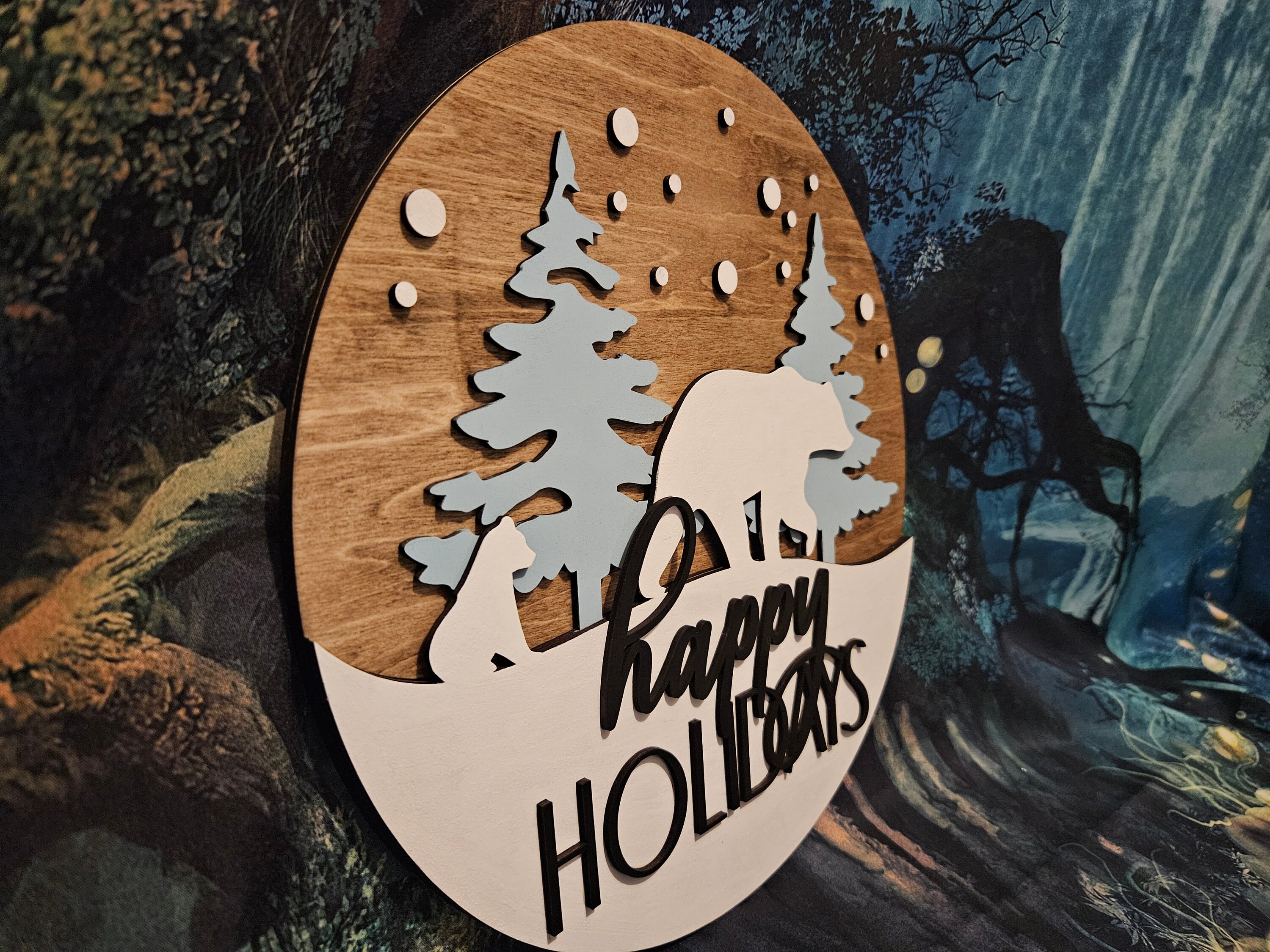 Wood Happy Holidays Sign Front Door Hanger or Front Porch Sign ...