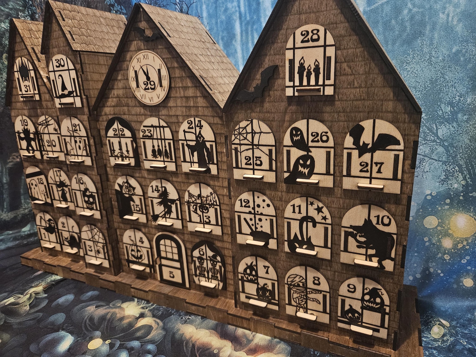 Wood Halloween Countdown Calendar: Haunted House Advent Calendar - Etsy
