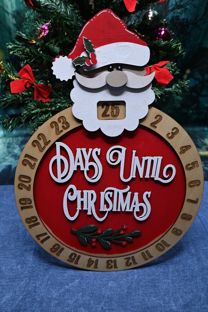 Santa Claus Christmas Advent Calendar Door Hanger/wall Hanging With ...